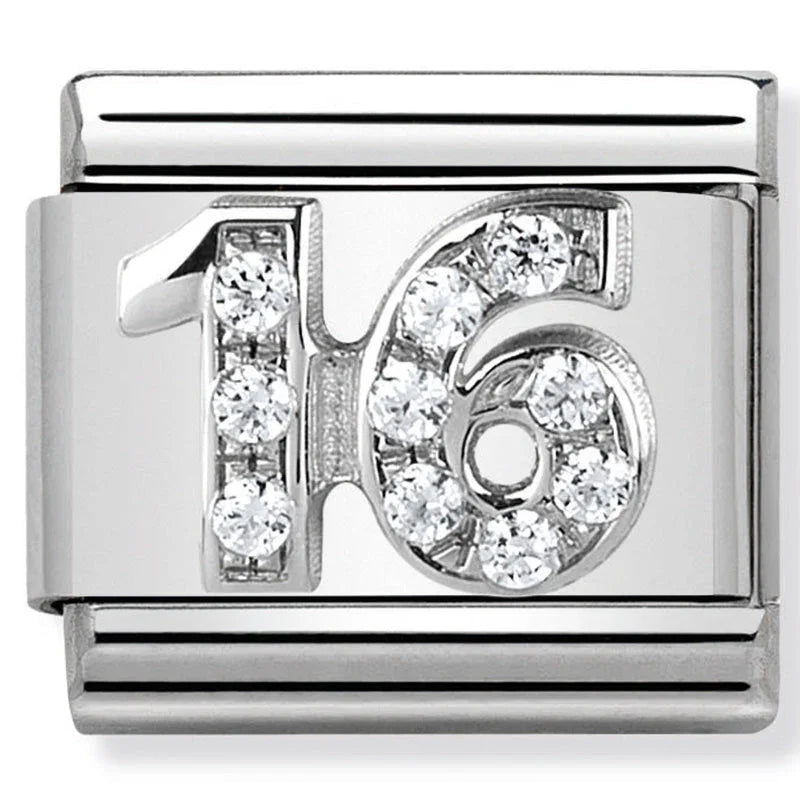 Silver 'Number 16' with Cubic Zirconia – Romano's Jewellers Stafford